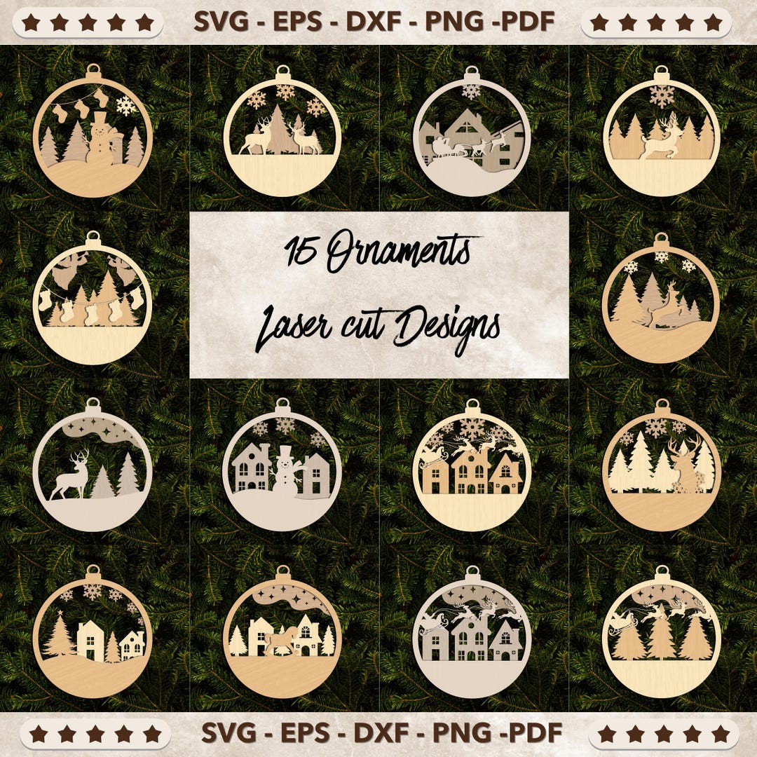 Bundle of 3D Christmas Ornaments, Tree Decorations Craft Set, Hanging ...