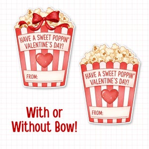 Printable Popcorn Valentine Labels | Classroom Valentines | Valentines ...