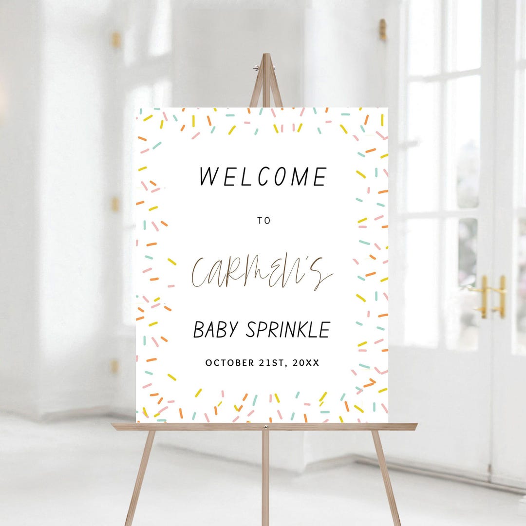 Editable Baby Sprinkle Welcome Sign Sprinkle Shower Gender Neutral ...