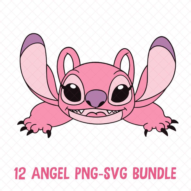 Angel Png Bundle, Pink Alien Couple Svg, Angel Stich Love Svg, Pink ...