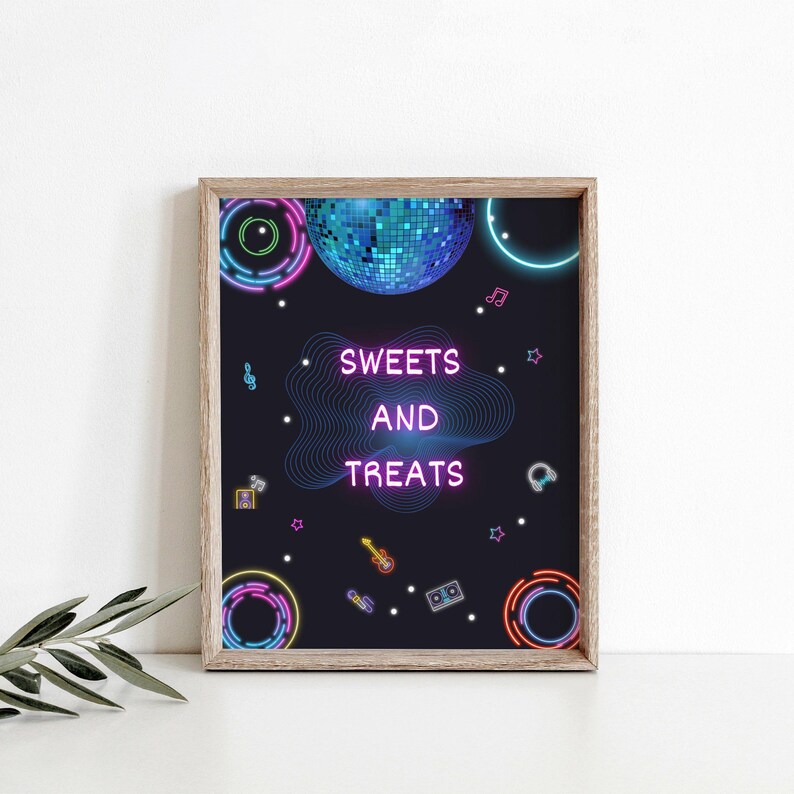 Editable Disco Party Birthday Table Sign Glow Party, Disco Gender ...