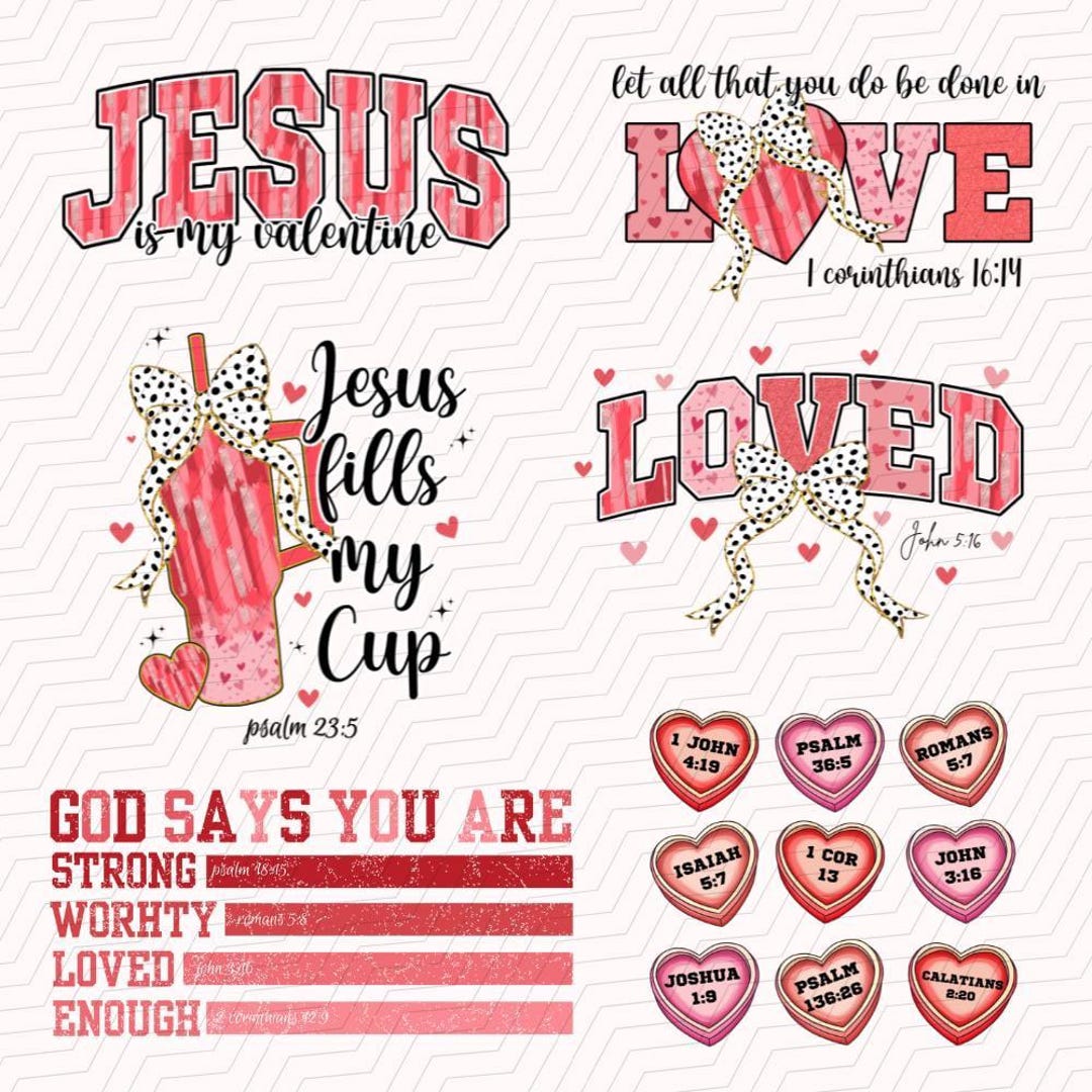 Christian Valentine PNG Bundle Coquette Bow Retro Love Valentine Vibes ...