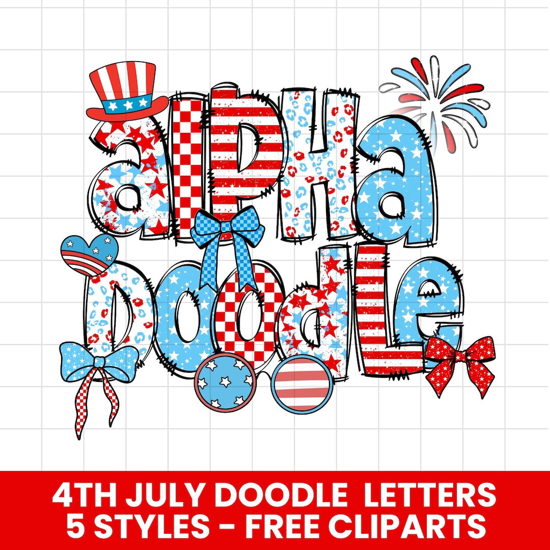 American Flag Alpha Doodle Letters | Hand-drawn | Doodle Letters | 4 of ...