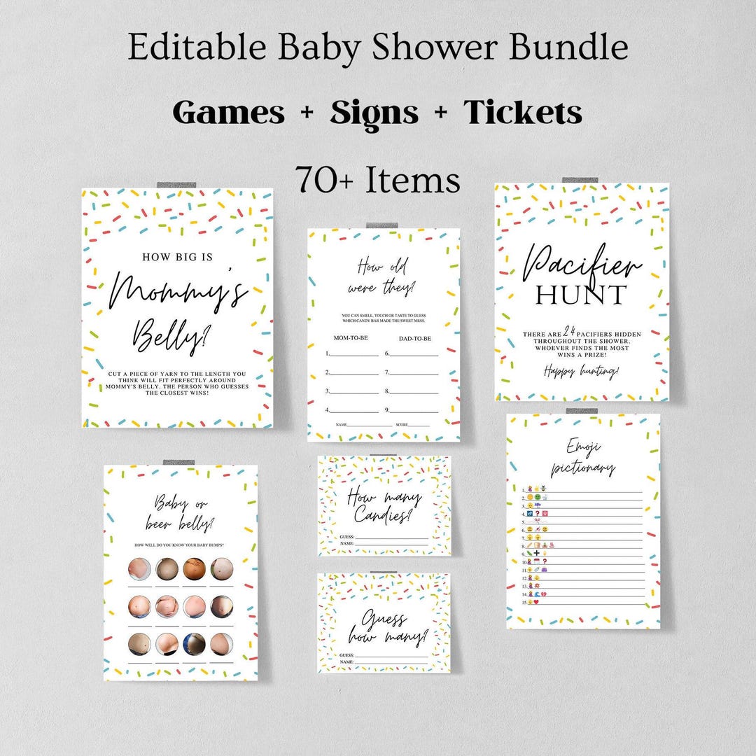 Sprinkle Baby Shower Games, Editable Baby Shower Games, Printable ...