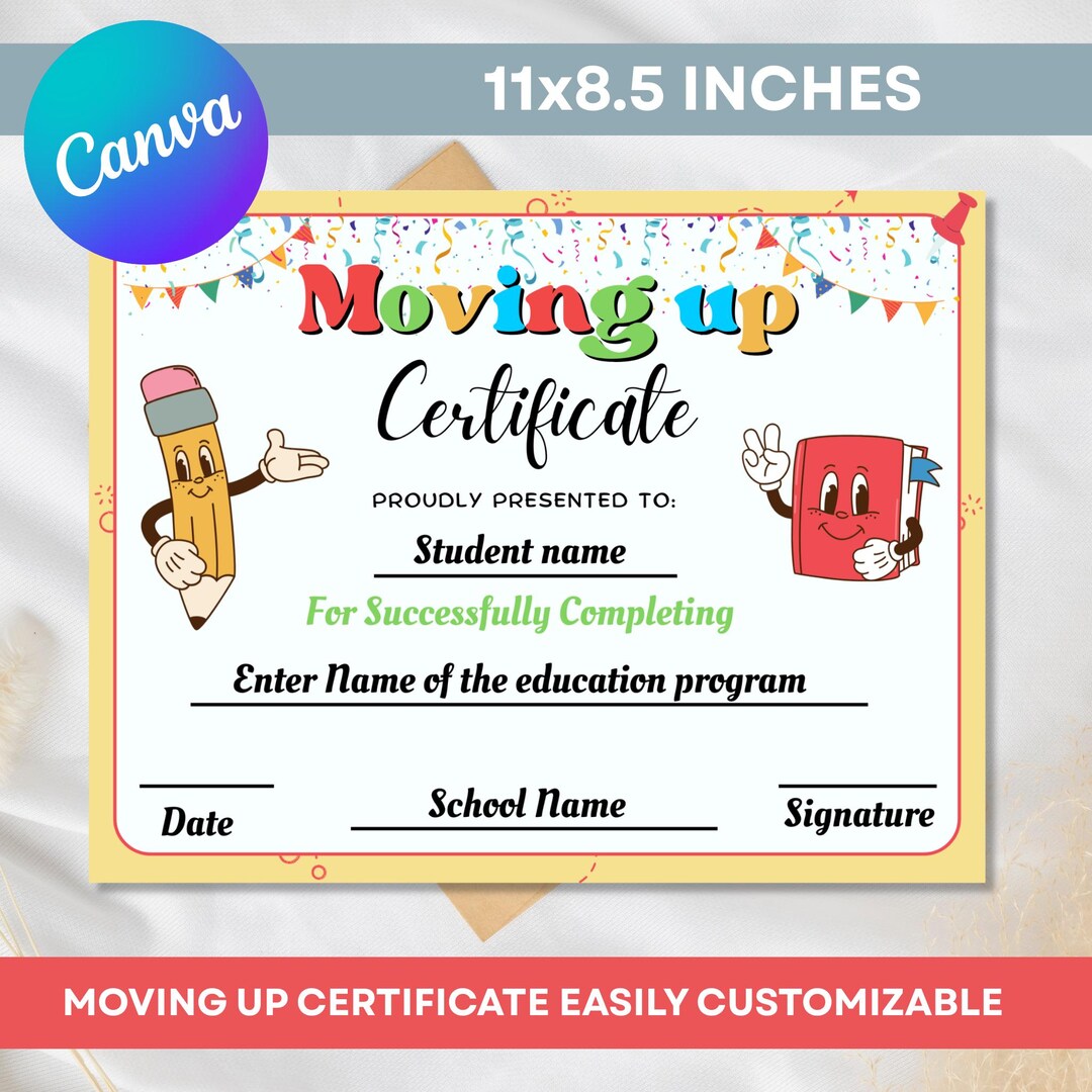 Editable Preschool Graduation Certificate – Pre-k Moving up Diploma ...