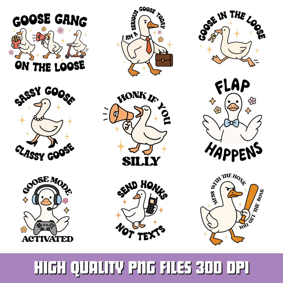 Funny Goose Svg PNG Bundle, Snarky Goose Retro Humor SVG, Sassy Silly ...