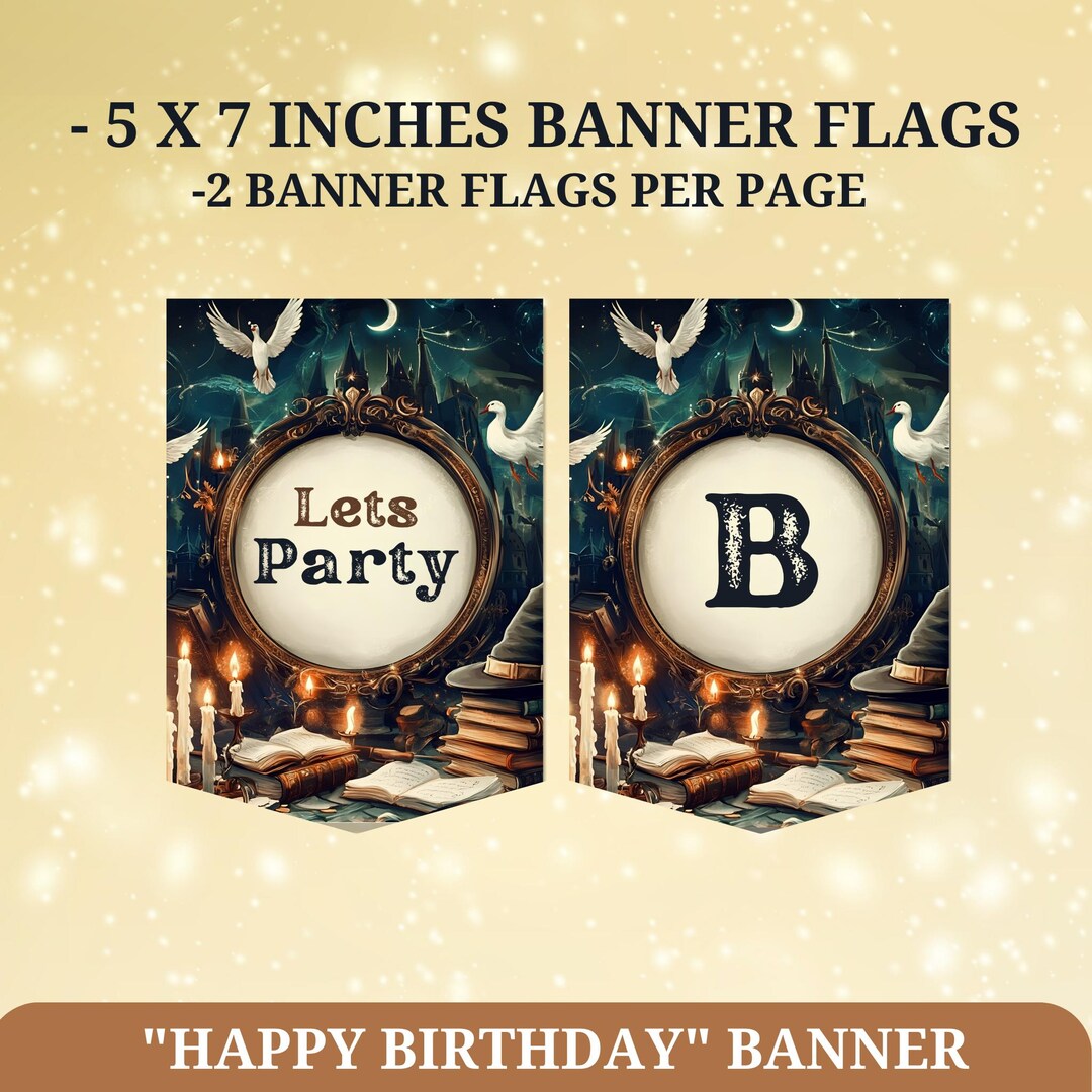 Editable Wizard Birthday Banner Template, Magical Party Design, Magic ...