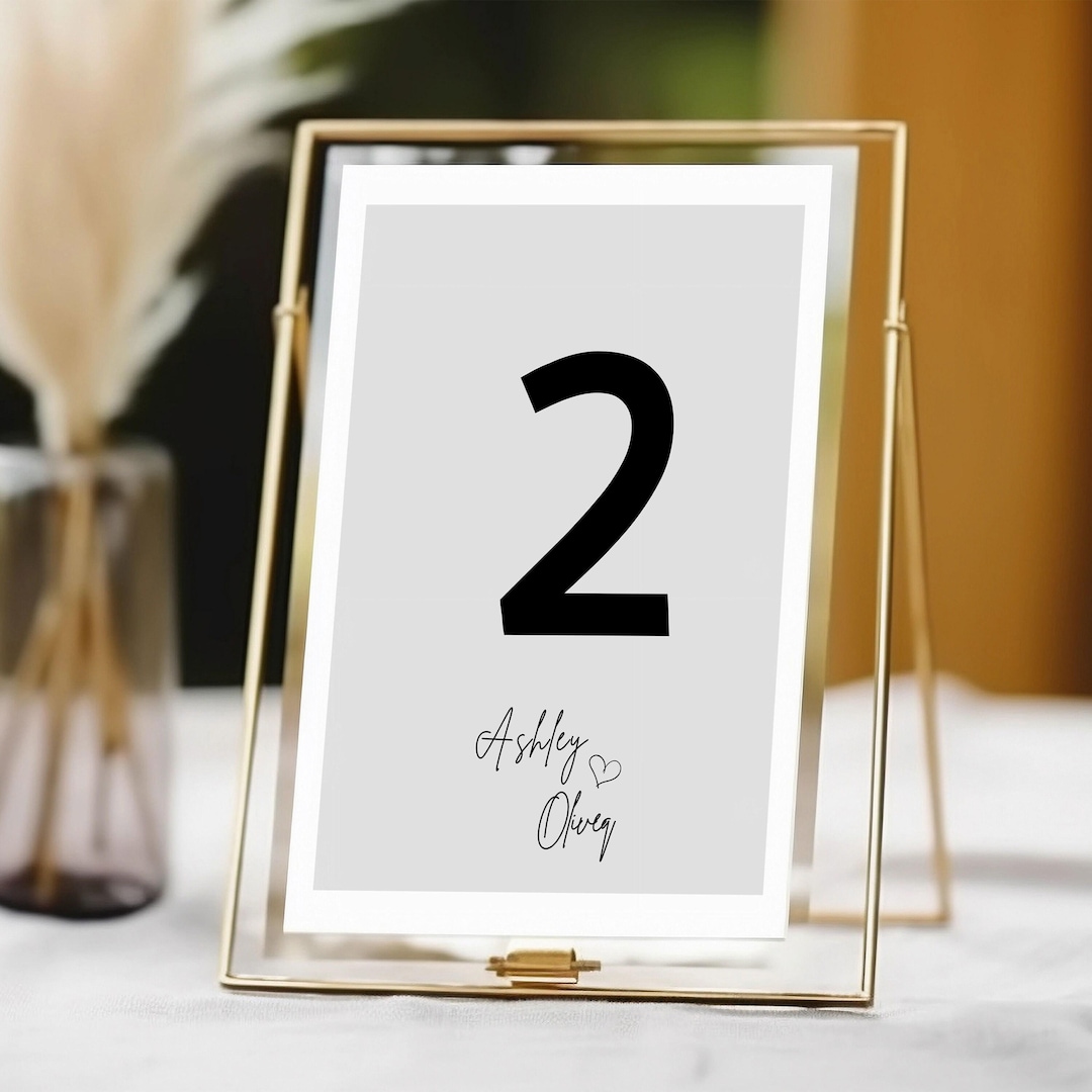 Editable Minimalist Wedding Table Numbers Template (4x6 & 5x7 ...