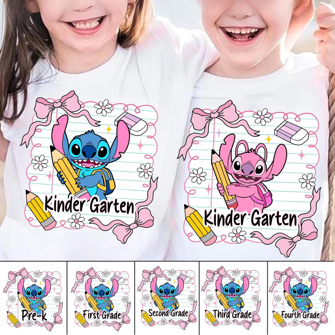 Stich Angel Back to School Bundle PNG, Pink Alien Girly Coquette ...