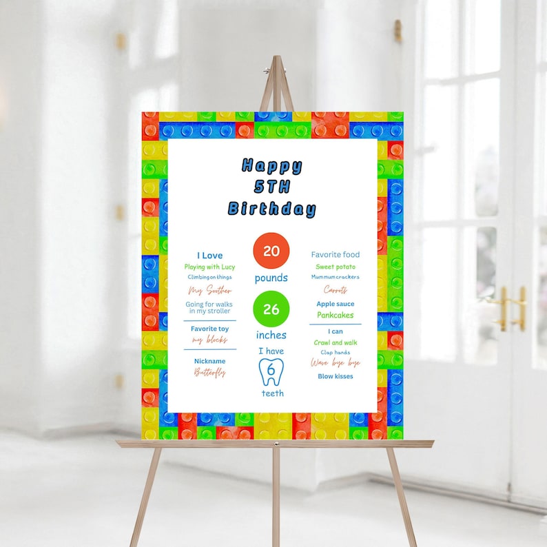 Editable Building Blocks Birthday Party Building Bricks Kids Birthday ...