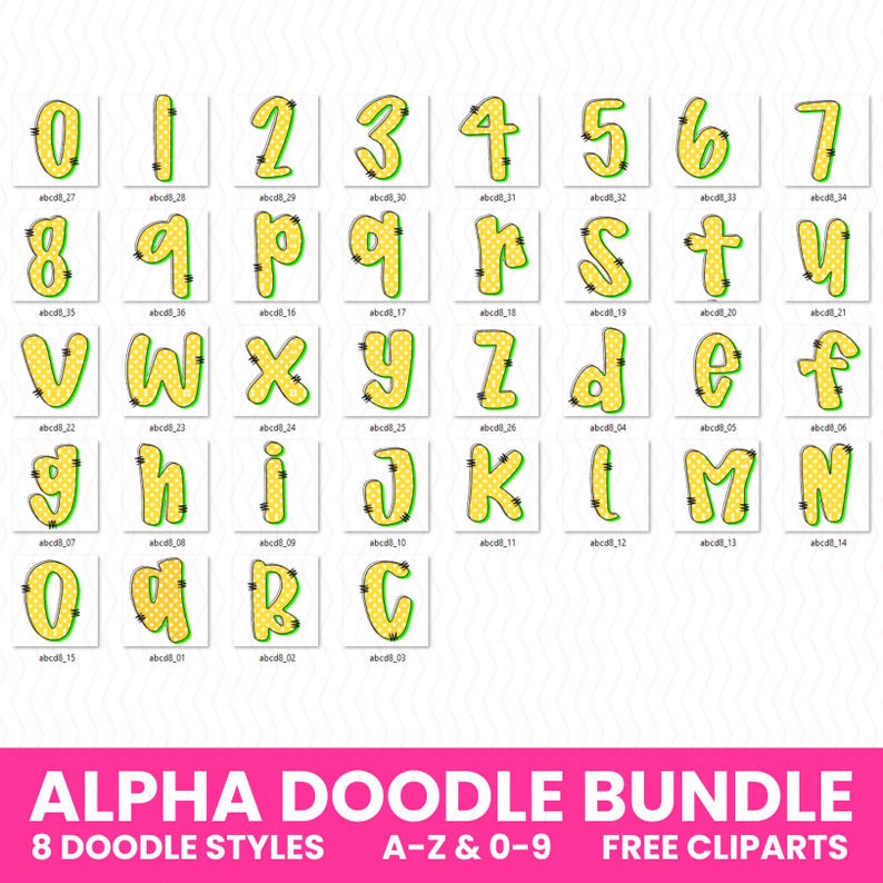 Vibrant Preppy Alphabet Letters Bundle | Doodle Alpha Font Letter and ...