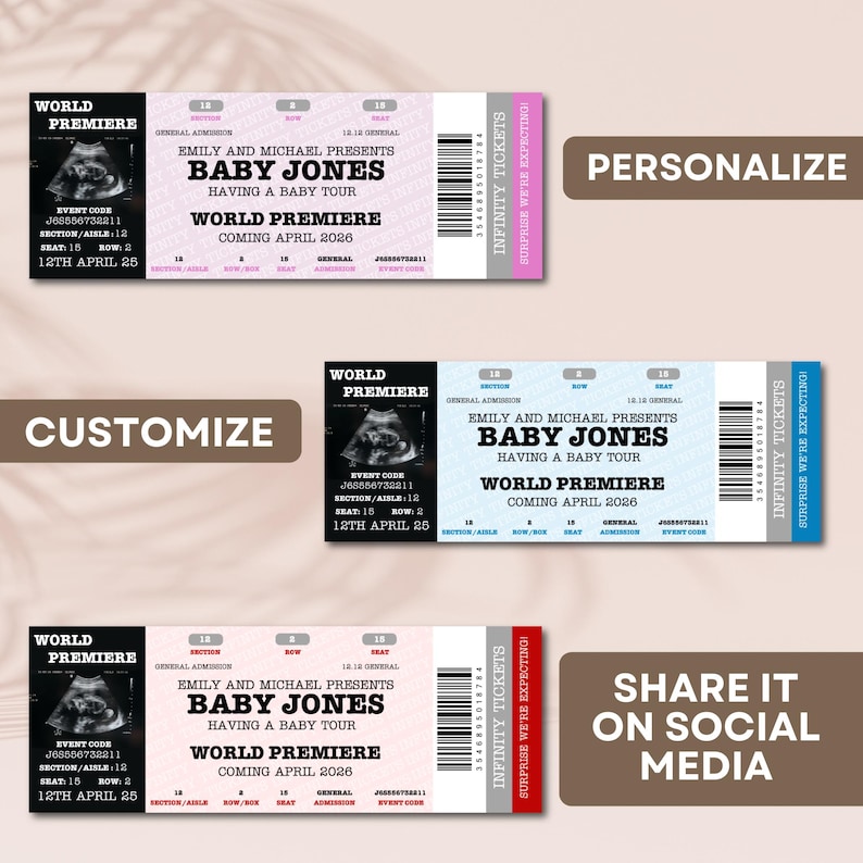 Editable Pregnancy Announcement Concert Ticket, Baby Reveal Ticket ...