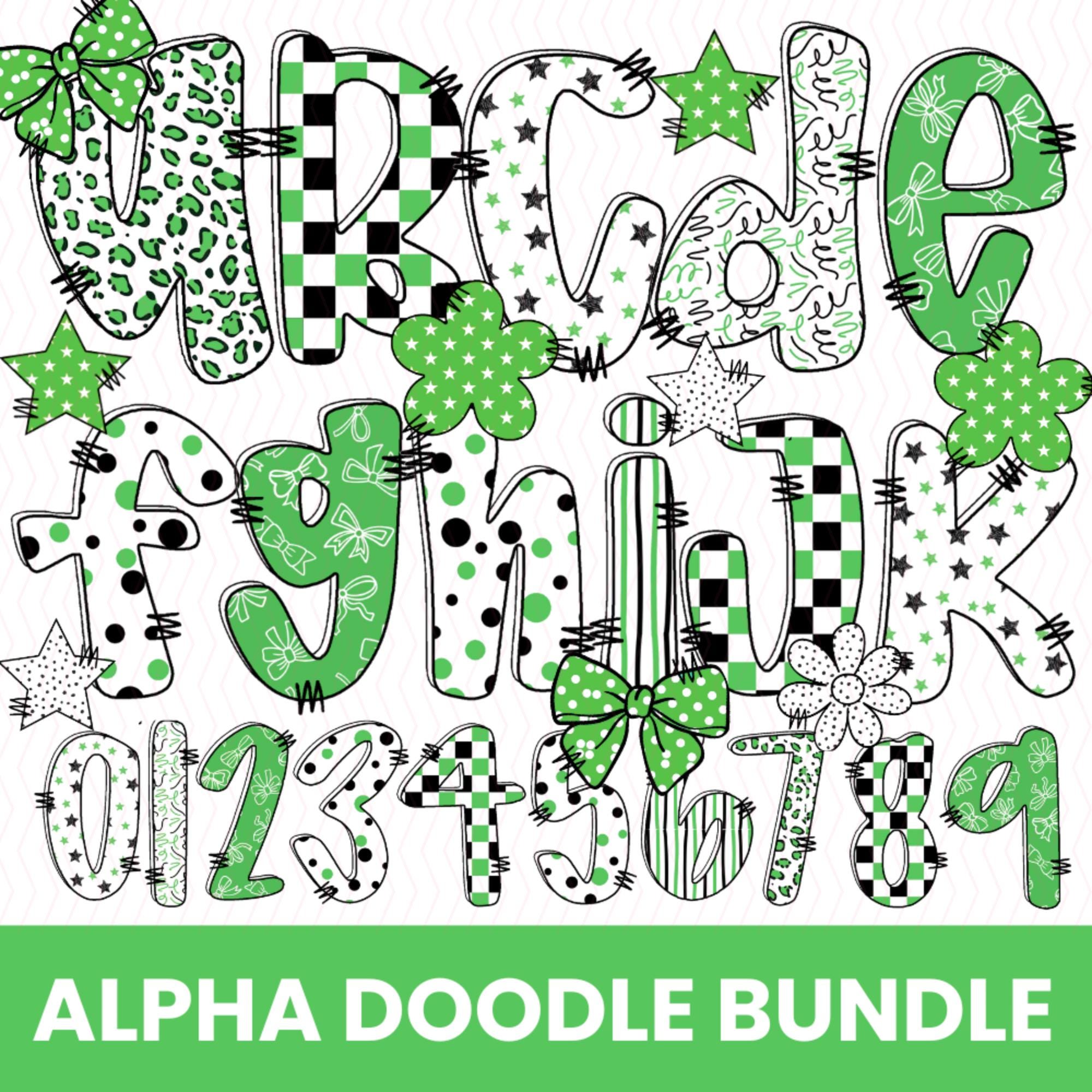 Preppy Alpha Set, School Spirit Alpha Set Png, Doodle Letters, Hand ...