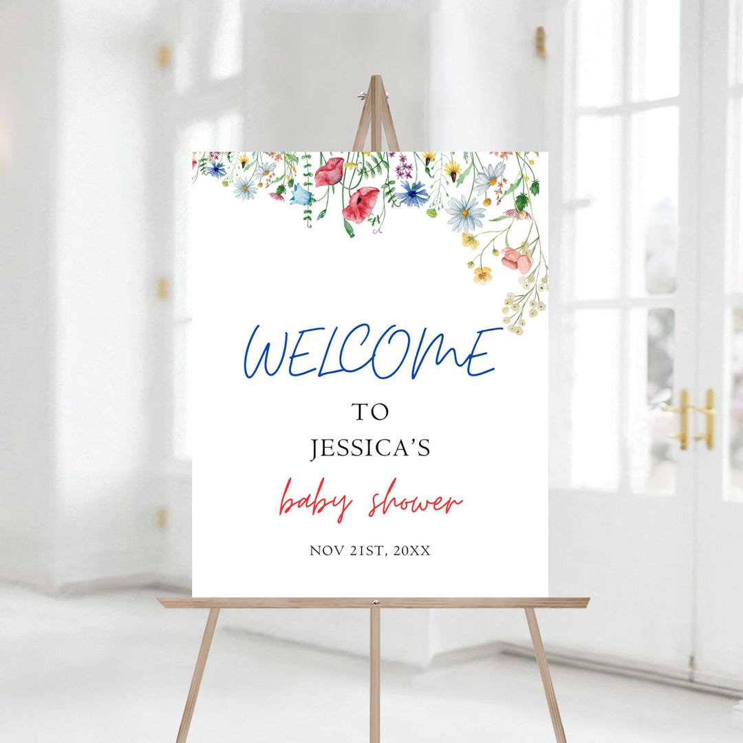 Editable Wildflower Baby Shower Welcome Sign, Boho Wildflower Baby ...