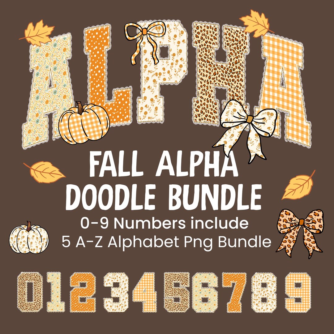 Autumn Gingham Floral Alphabet PNG Bundle, Crafts & Seasonal Design ...