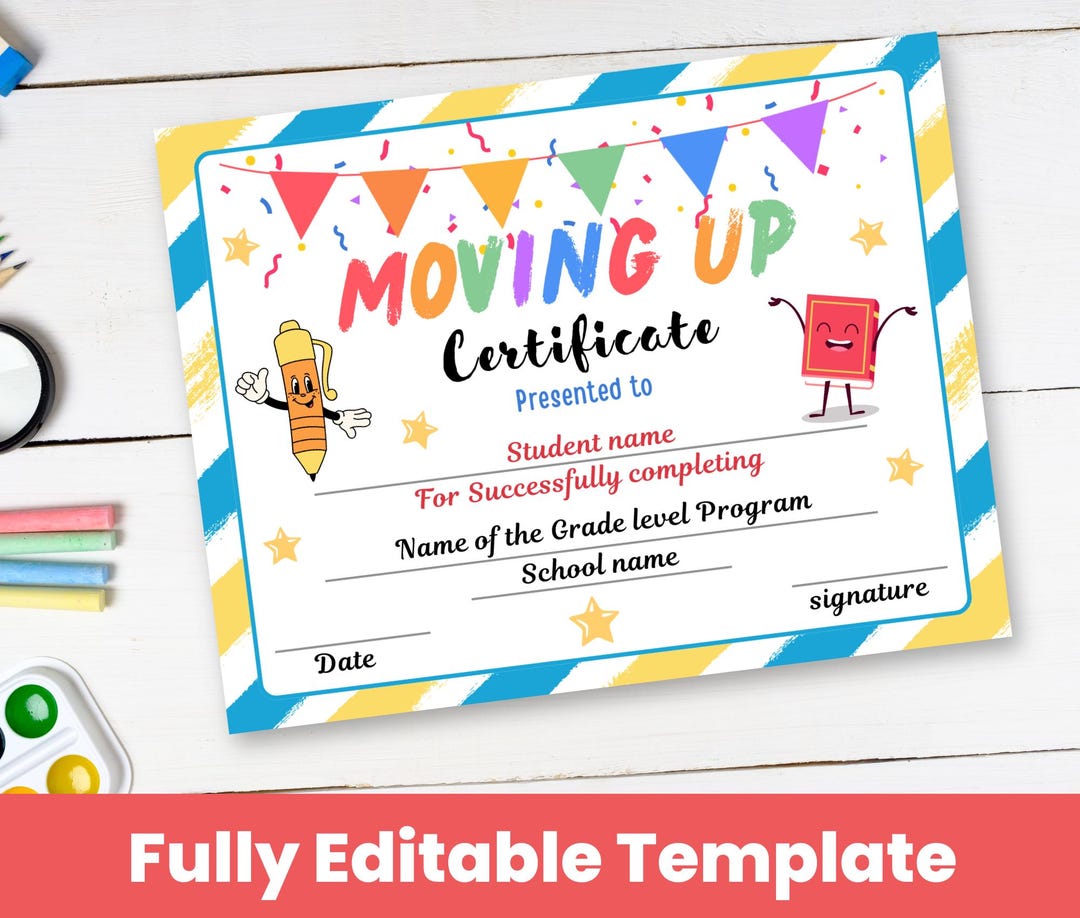 Editable Preschool Graduation Certificate – Pre-k Moving up Diploma ...