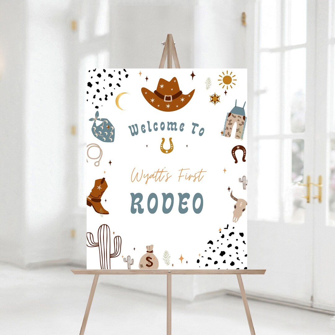 Editable My First Rodeo Cowboy Birthday Party Welcome Sign, Printable ...