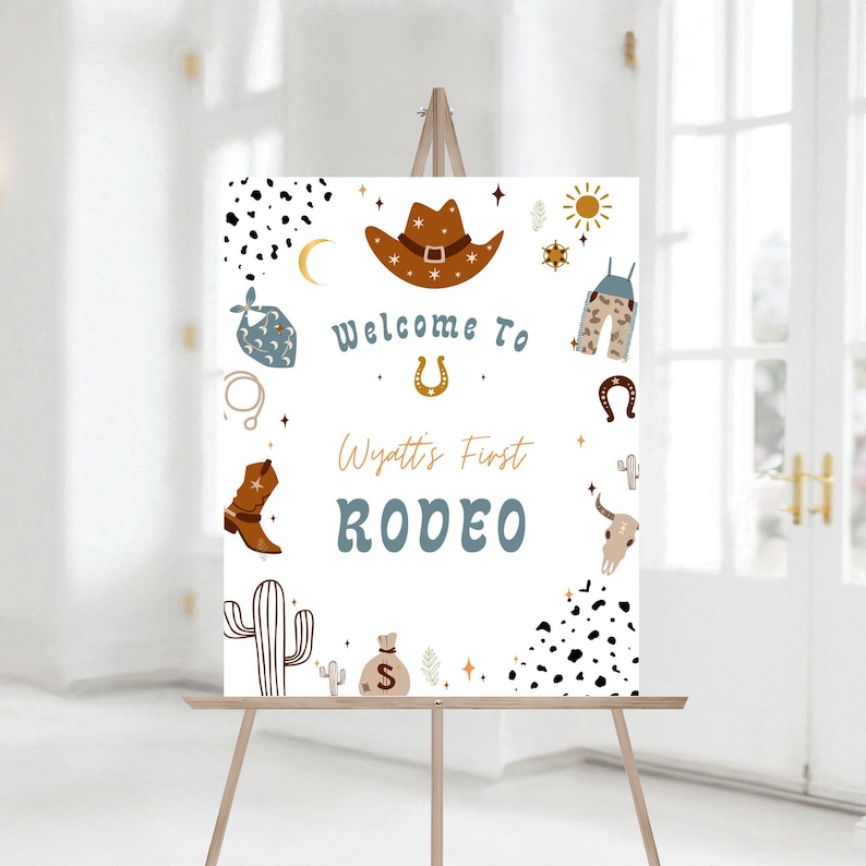 Editable My First Rodeo Cowboy Birthday Party Welcome Sign, Printable ...
