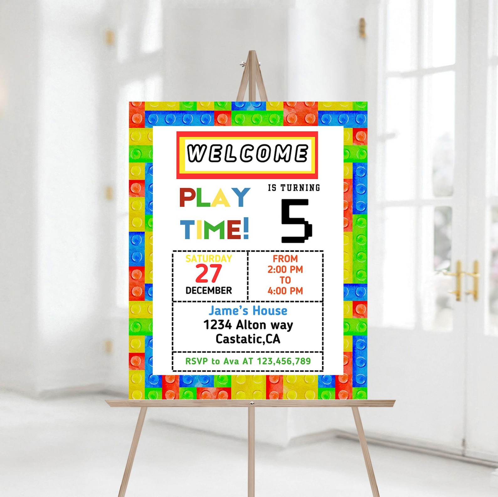 Editable Building Blocks Birthday Party Building Bricks Kids Birthday ...