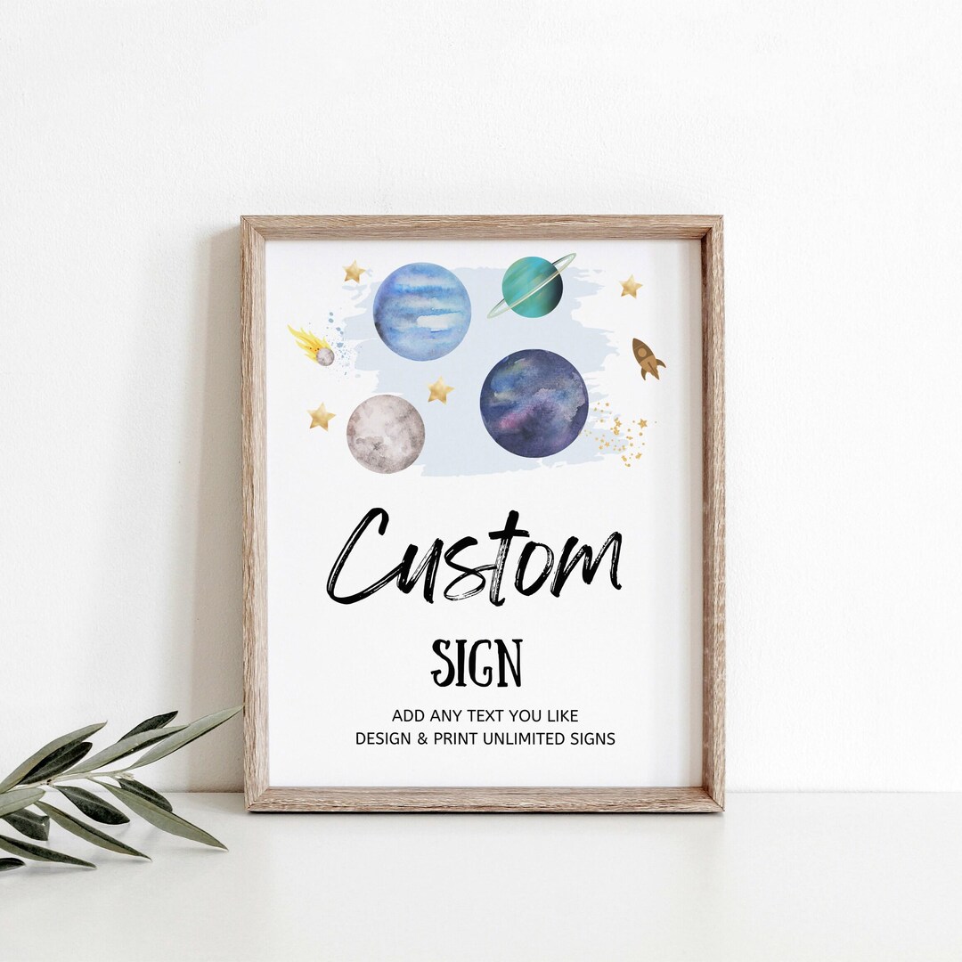 Editable Custom Sign Space Birthday Sign Galaxy Birthday Outer Space ...