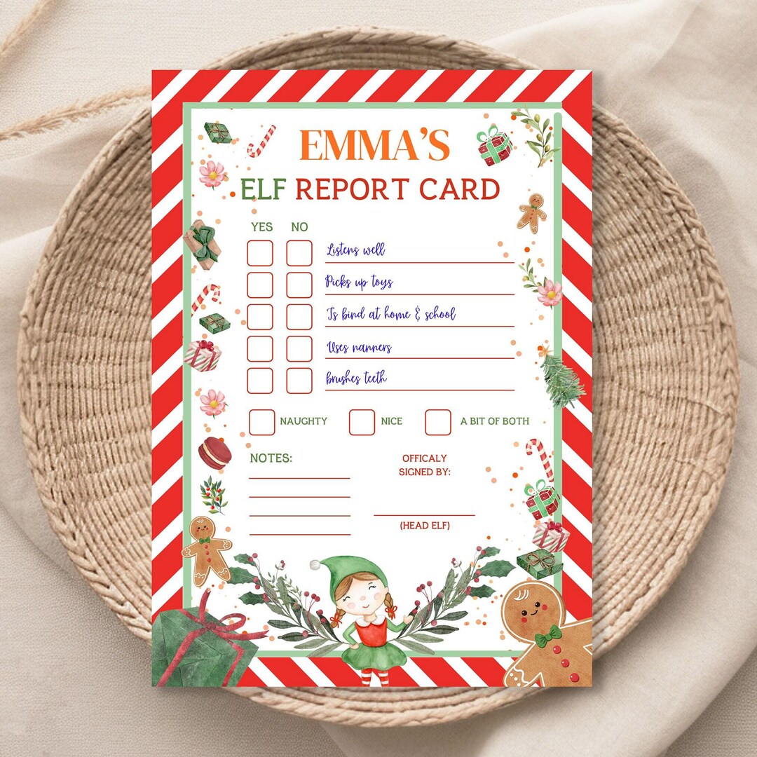 Editable Elf Report Card Personalized Girl Christmas Elf Letter From ...