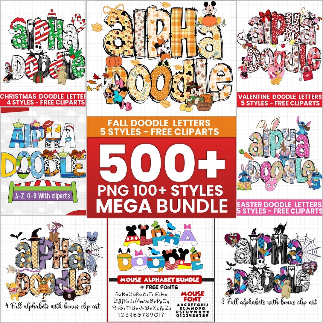 500+ Png Mega Alpha Doodle Bundle, Mikey Fall, Stich Halloween ...