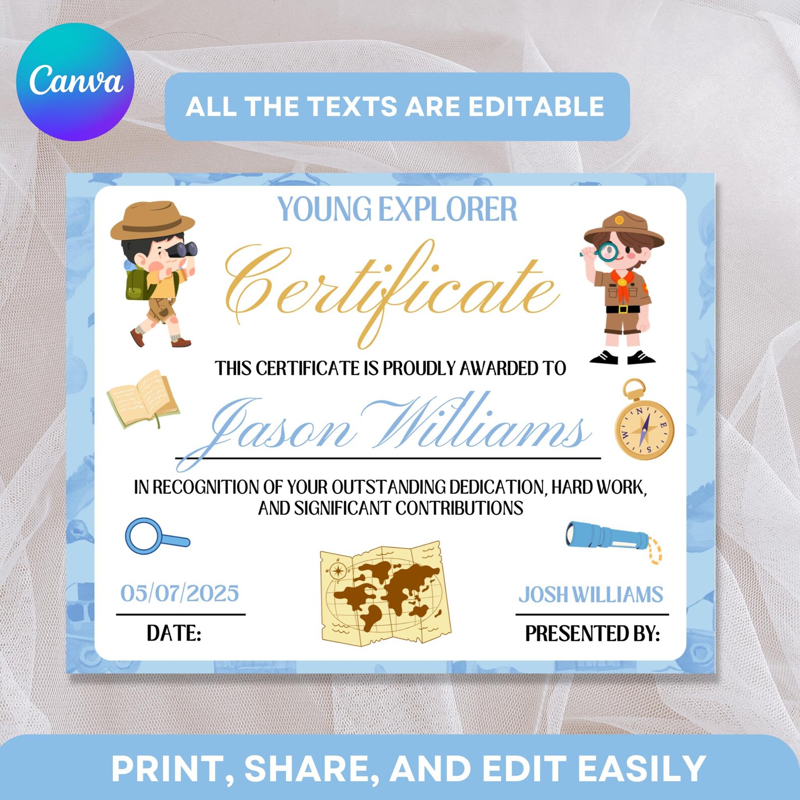 Young Explorer Certificate – Printable Award Template – Fun Achievement ...