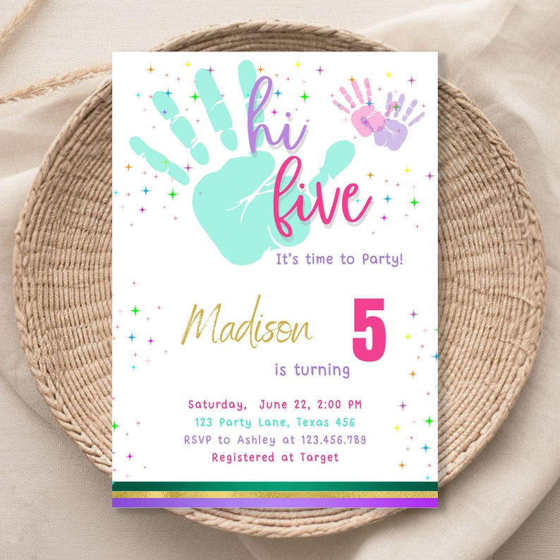 Editable High Five Birthday Invitation, High Five Invitation, High Five ...