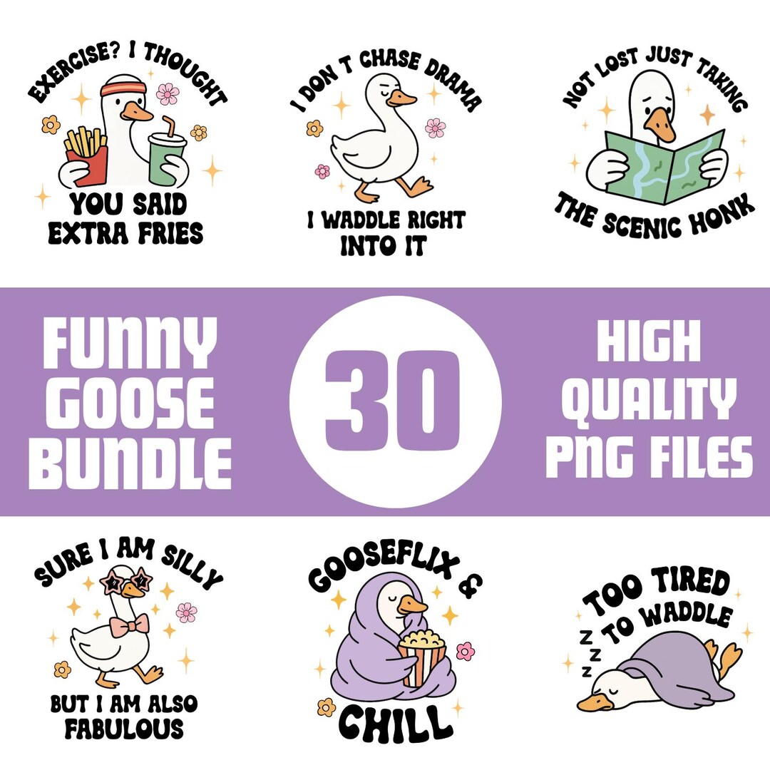 Funny Goose Svg PNG Bundle, Snarky Goose Retro Humor SVG, Sassy Silly ...