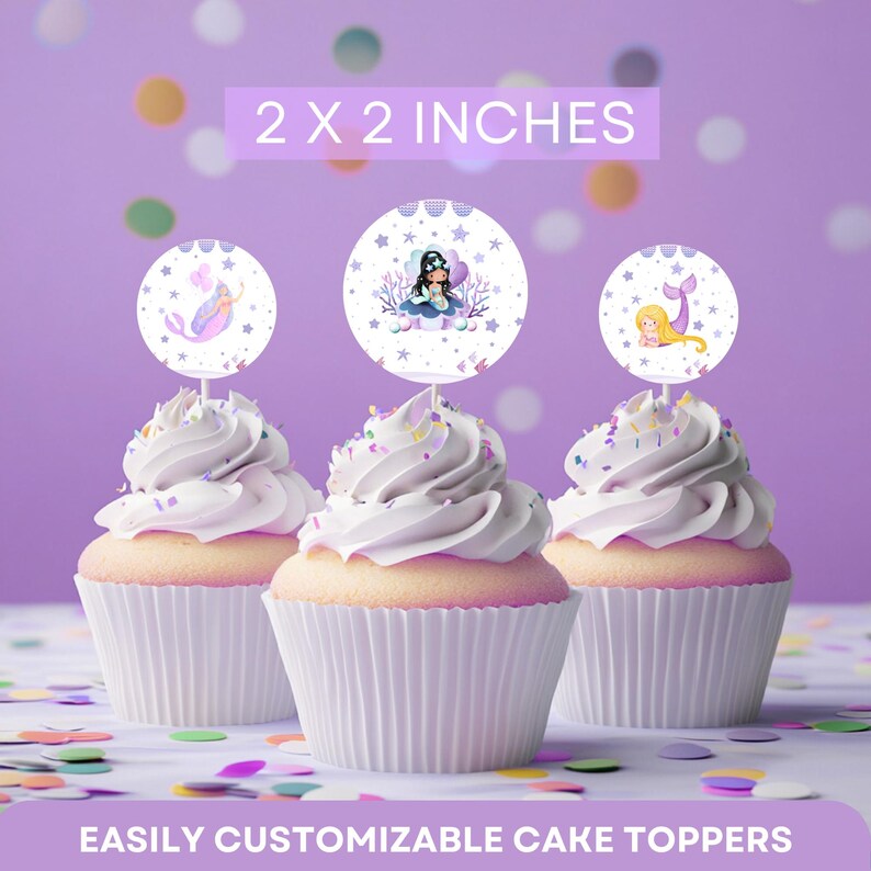 Mermaid Birthday Cake Topper Template, Gold Under the Sea Theme ...