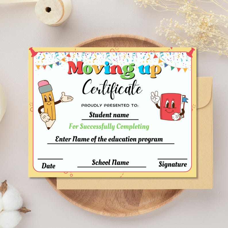 Editable Preschool Graduation Certificate – Pre-k Moving up Diploma ...