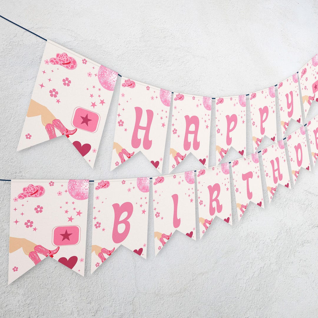 Editable Pink Cowgirl Birthday Party Pink Disco Cowgirl Party, Rodeo ...