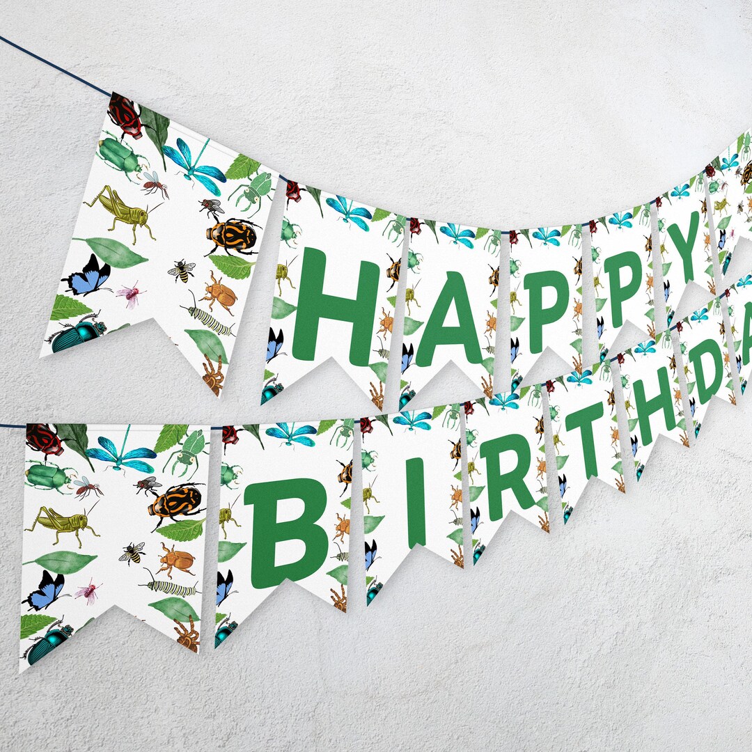 Insect Birthday Banner, Bugs Birthday Custom Banner, Insect Theme ...