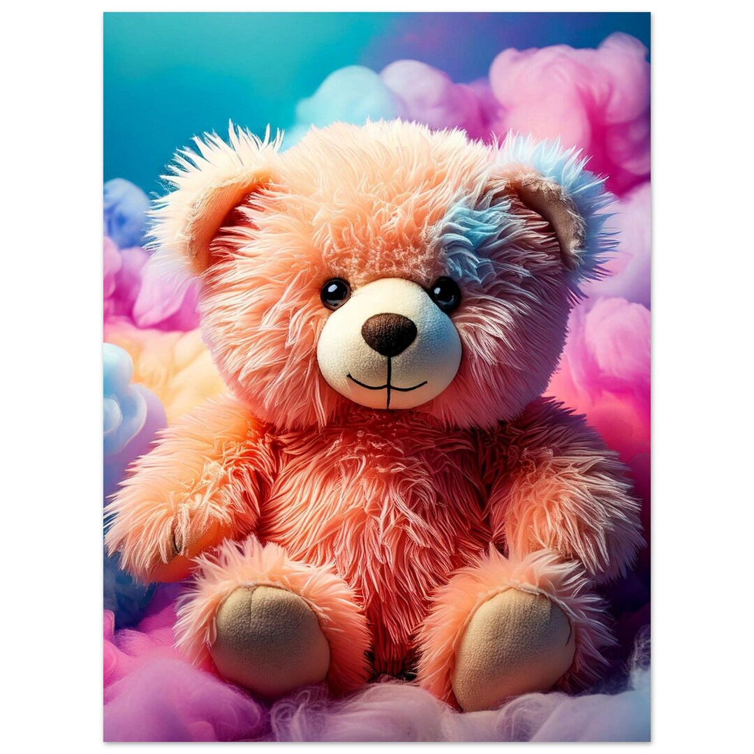 Cute Soft Colourful 4K Teddy Bear With Fluffy Clouds - Etsy