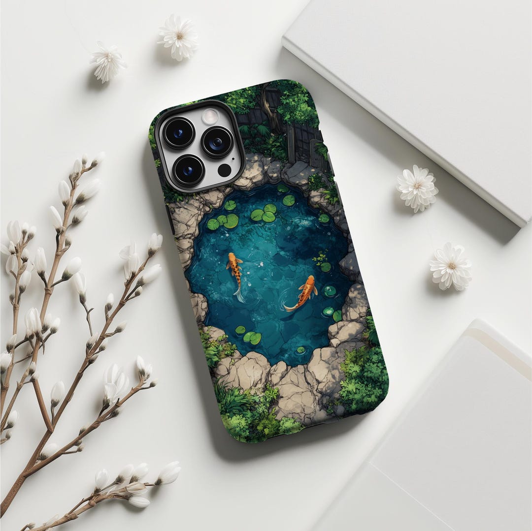 Koi Pond Phone Case | Japanese Water Garden iPhone Cover | Zen Nature ...
