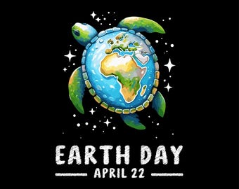 Earth Day Digital Art | Sea Turtle Planet Illustration | April 22 PNG ...
