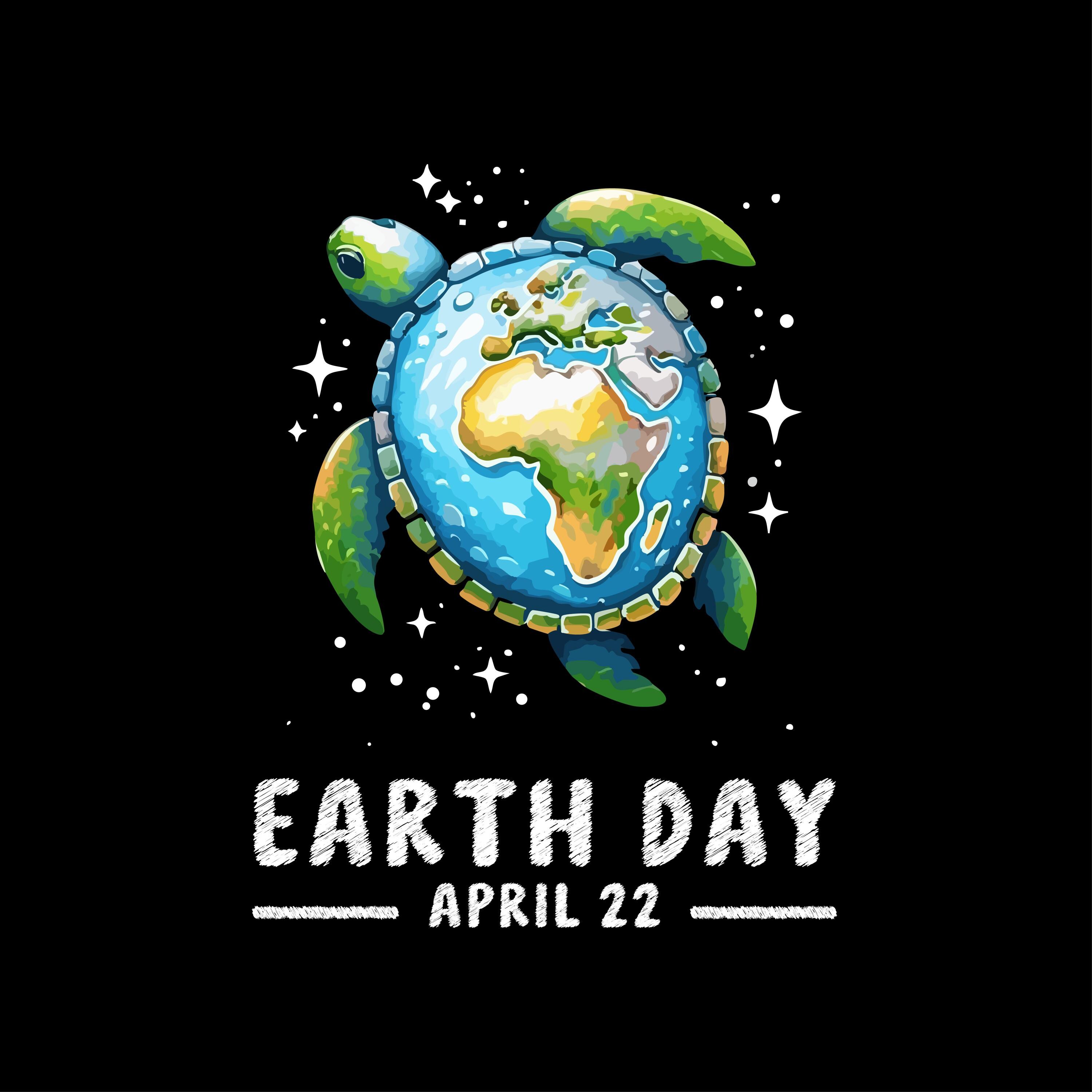 Earth Day Digital Art | Sea Turtle Planet Illustration | April 22 PNG ...