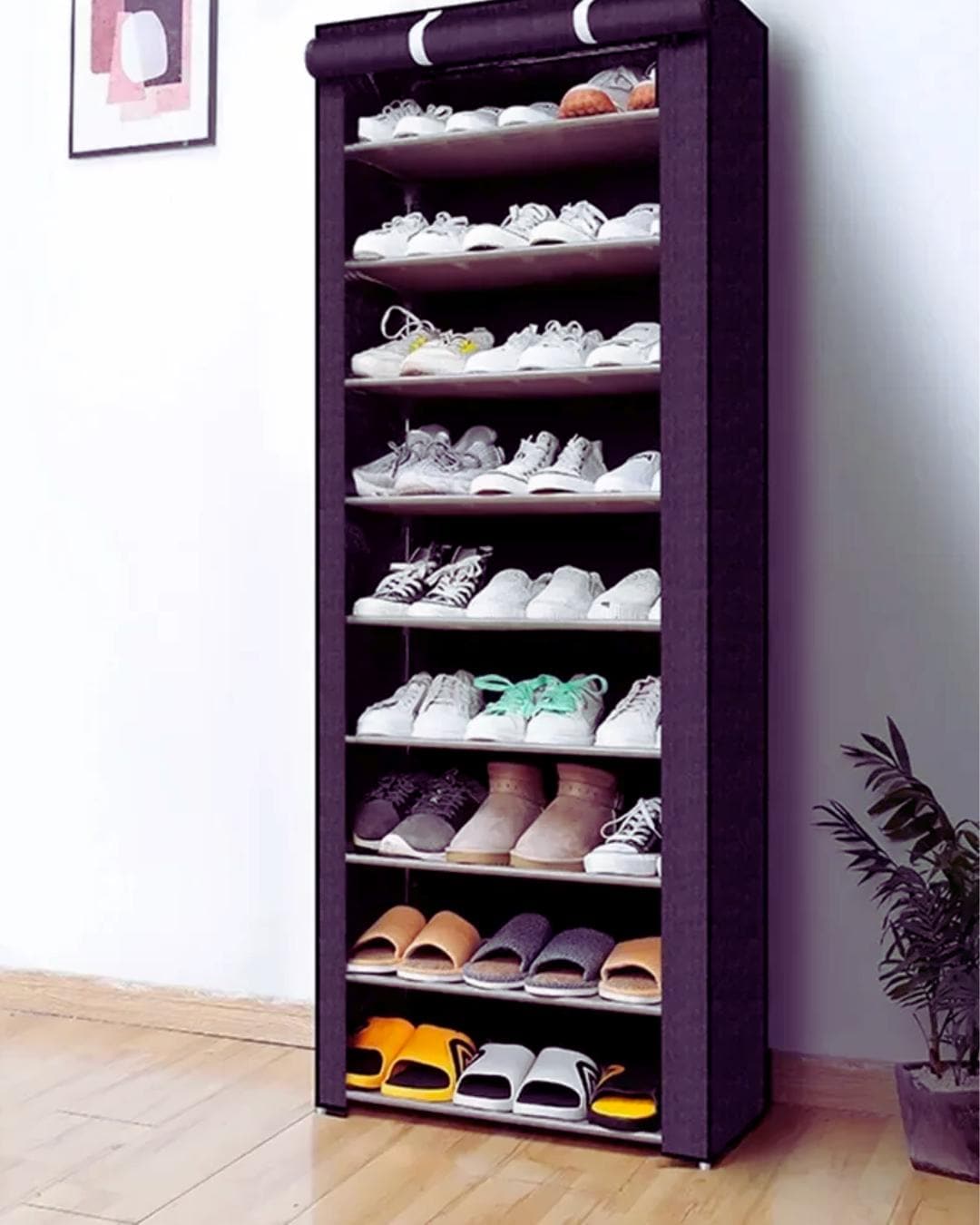 10 Layer Non-woven Black Shoe Rack - Etsy