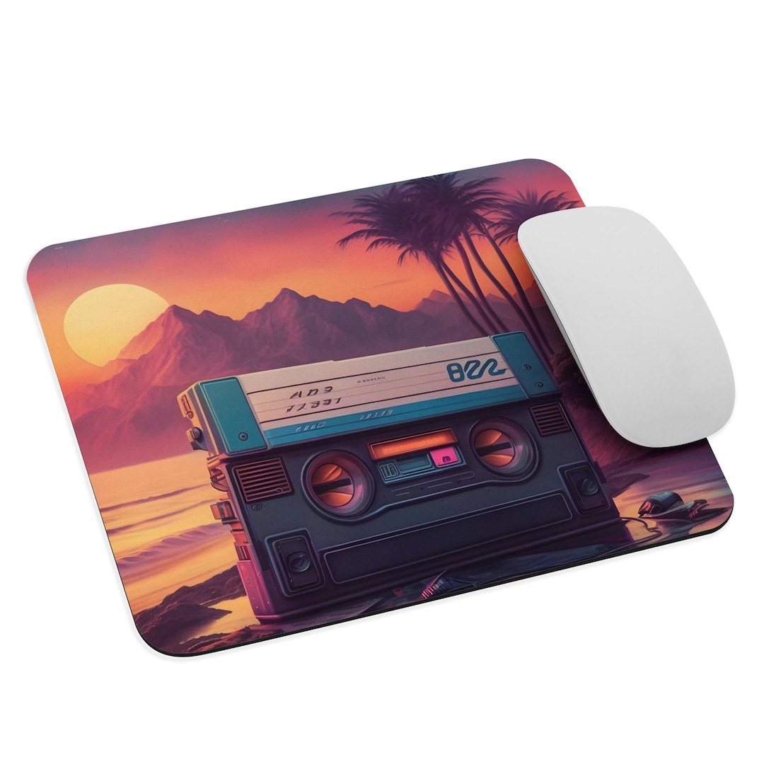 Retro Vaporwave Mouse Pad – Neon 80s Aesthetic Desk Mat – Synthwave ...