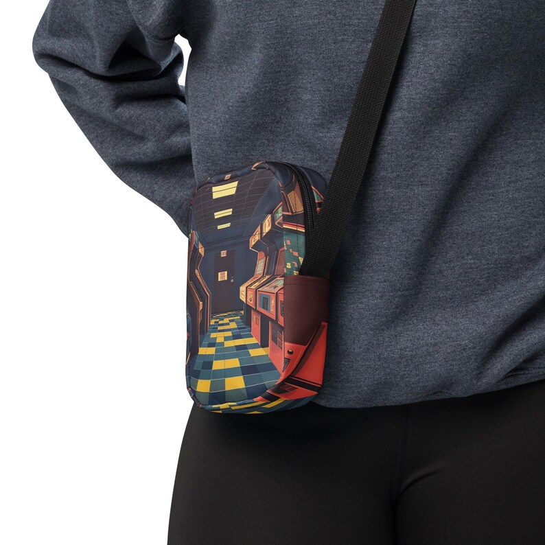 Retro Arcade Utility Crossbody Bag – 80s Gamer Sling Bag – Vaporwave ...