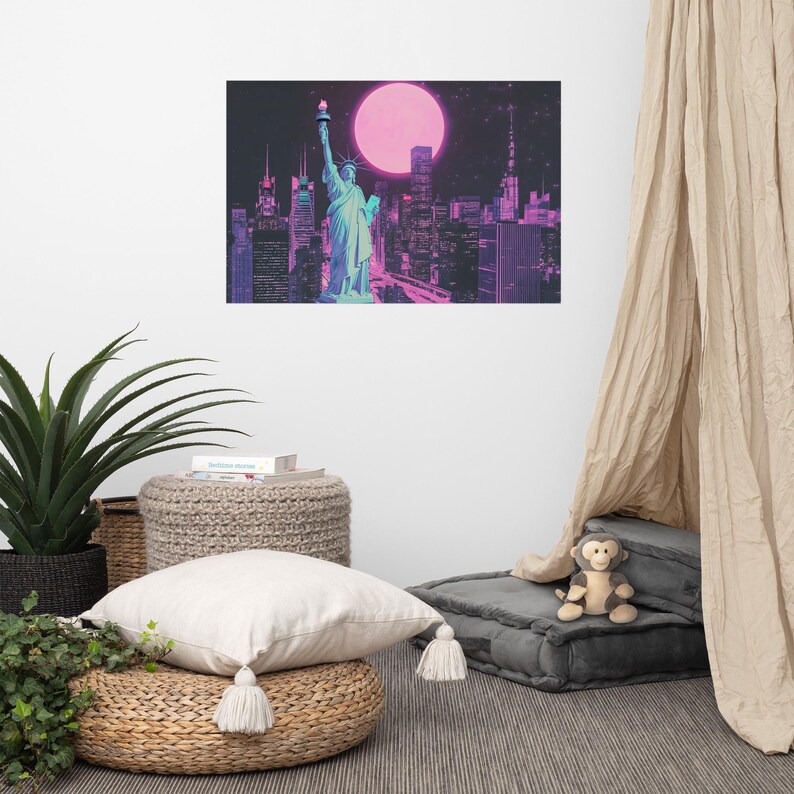 Statue of Liberty Synthwave Poster | NYC Vaporwave Wall Art | Retro ...