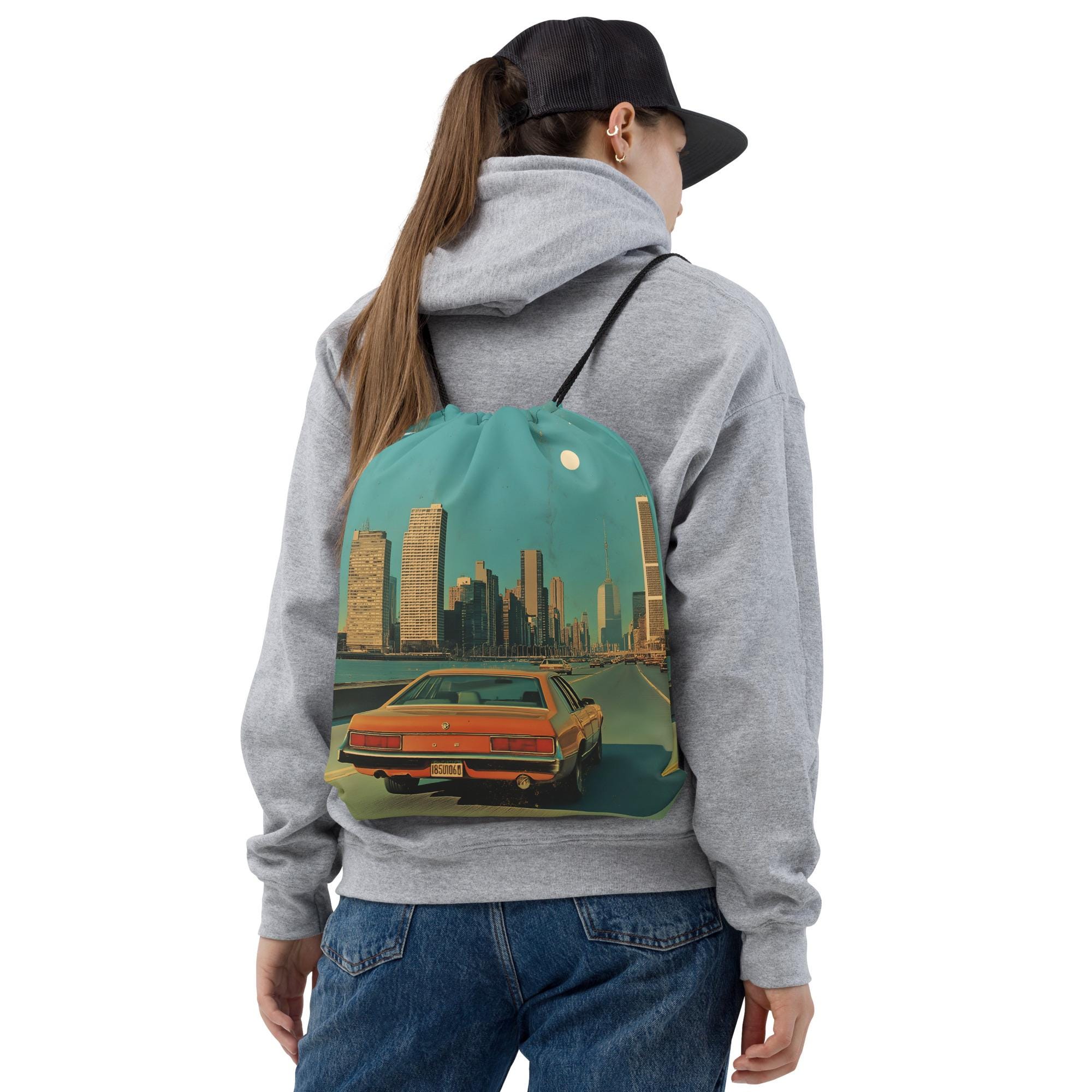 Retro 80s Aesthetic Drawstring Bag – Vaporwave Gym Sack – Trendy ...