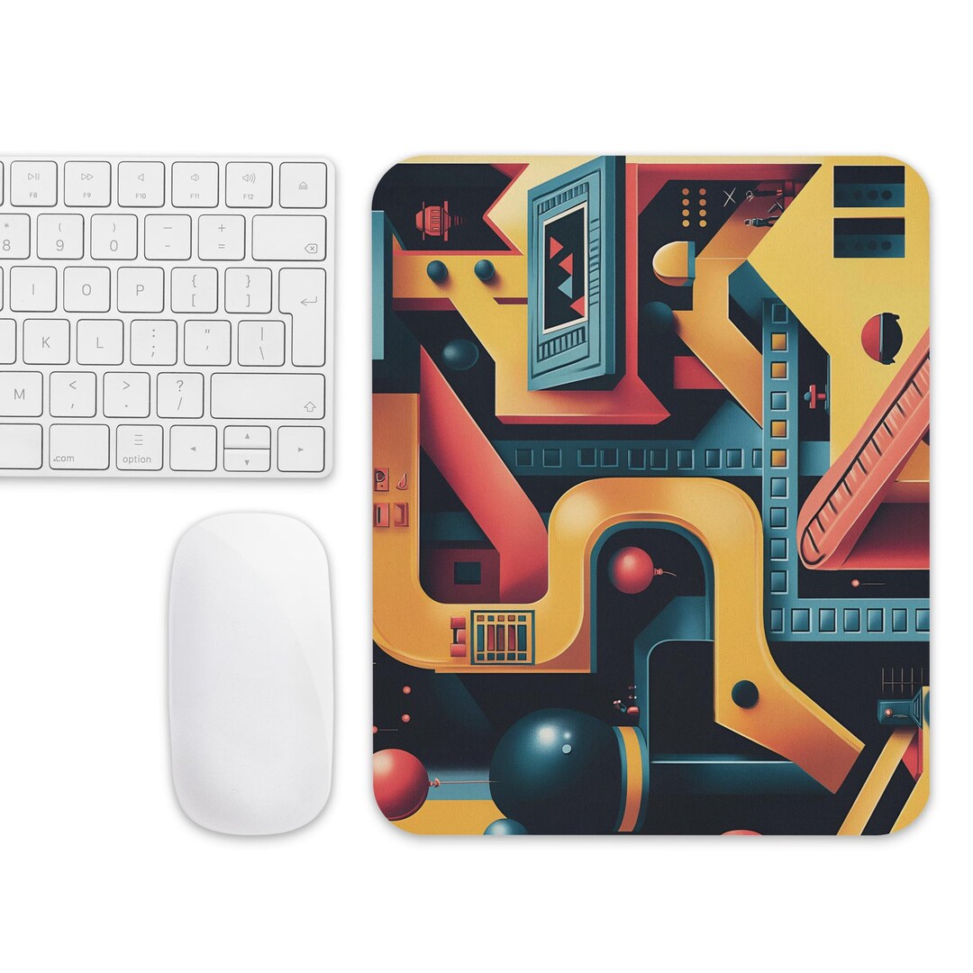 Retro Futuristic Mouse Pad | Abstract Geometric Desk Mat | Colorful ...