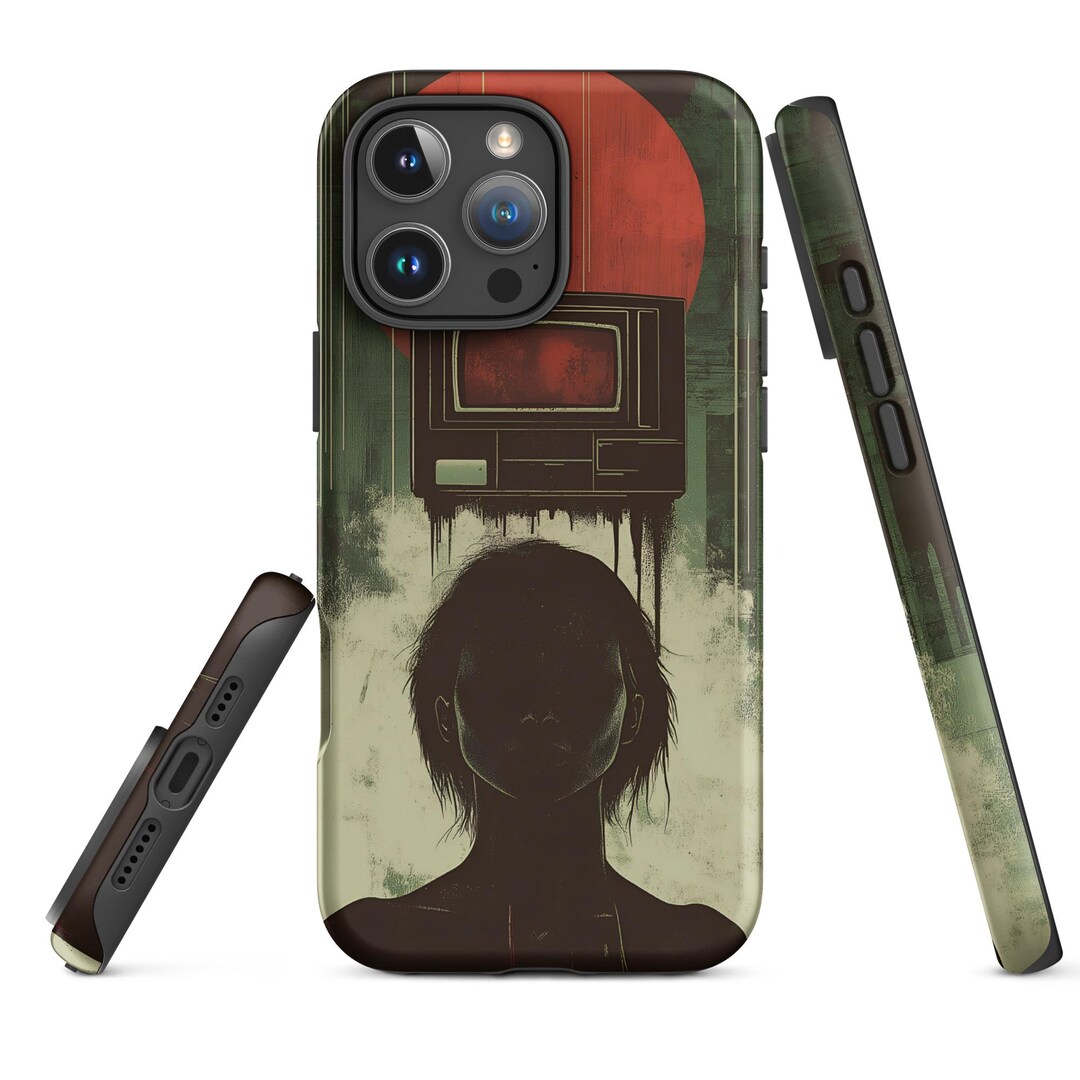TV Head Horror Tough iPhone Case | VHS Style 80s Retro Goth Grunge ...