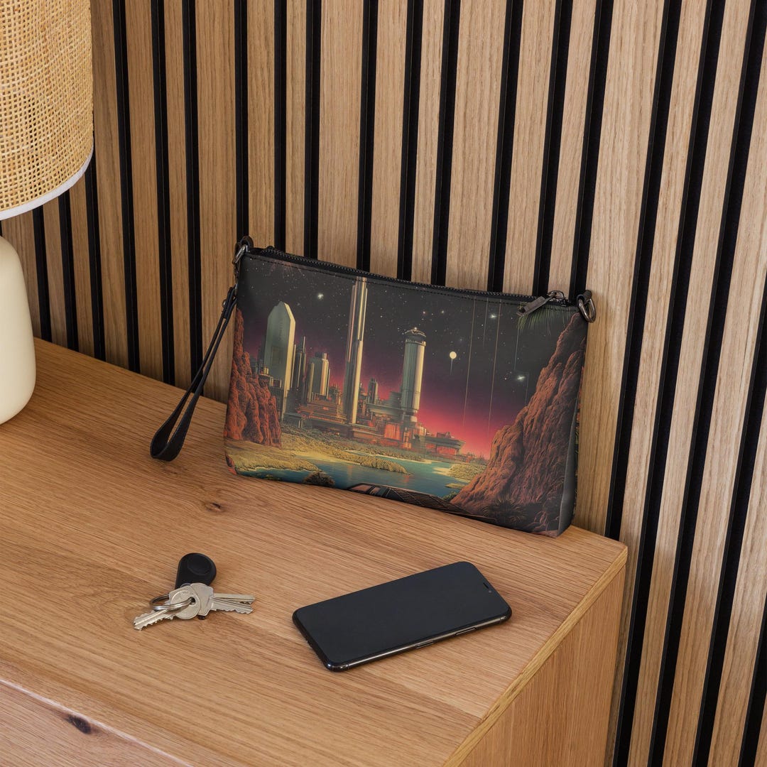 Retro Futuristic Crossbody Bag | Vaporwave Synthwave Cityscape Bag ...