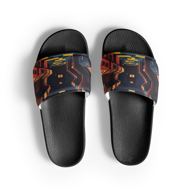 Men’s Retro Arcade Slides – 80s Gamer Slip-on Sandals – Vaporwave ...