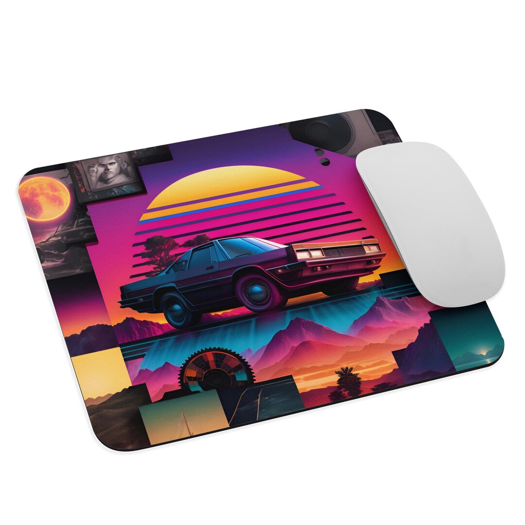 Retro 80s Mouse Pad – Vaporwave Neon Car, Synthwave Aesthetic, Gaming ...