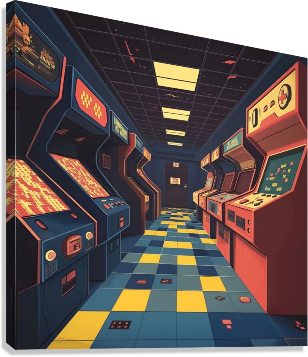 Retro Arcade Canvas Wall Art – 80s Gamer Print on Canvas – Vaporwave ...