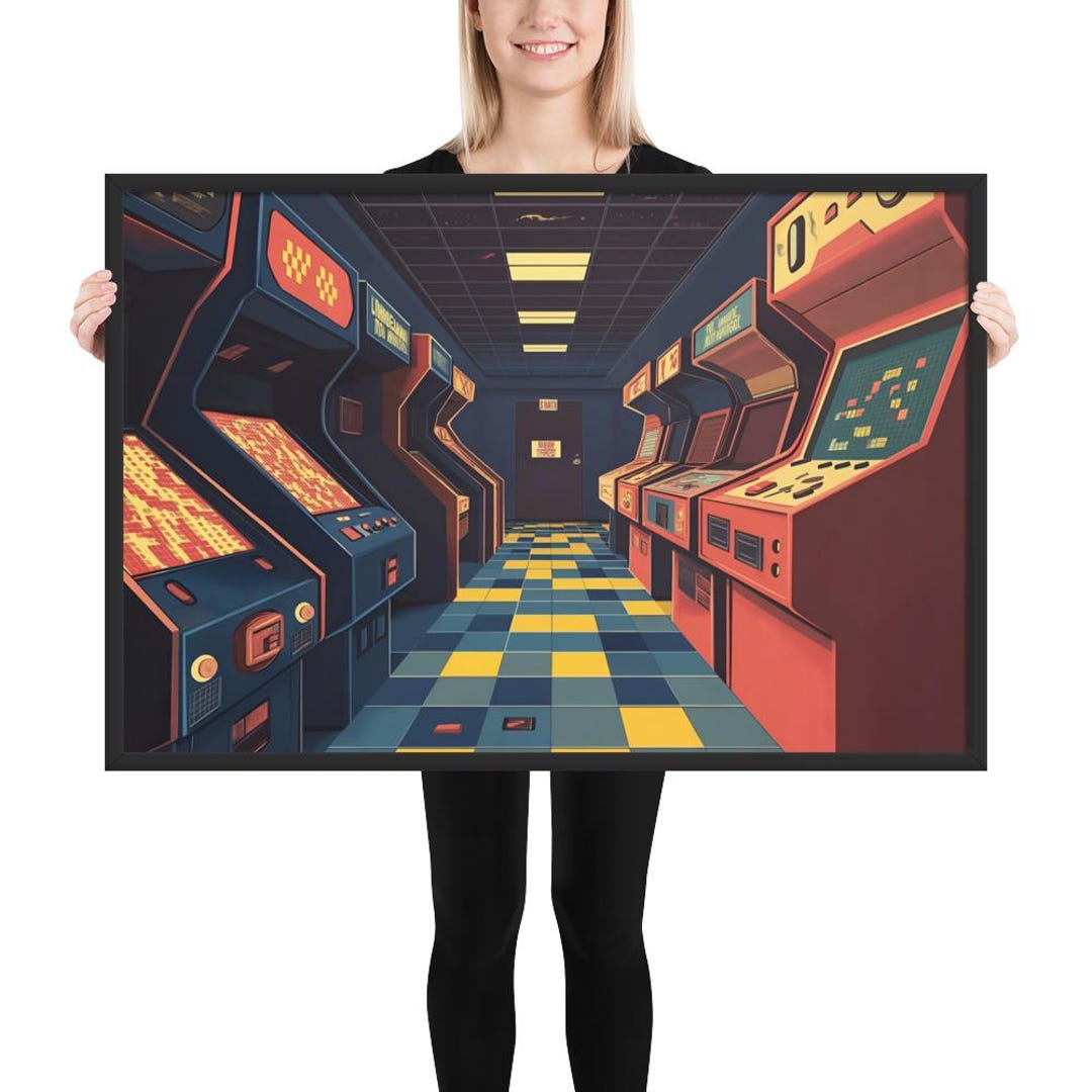 Framed Retro Arcade Poster – 80s Gamer Wall Art Print – Vaporwave ...