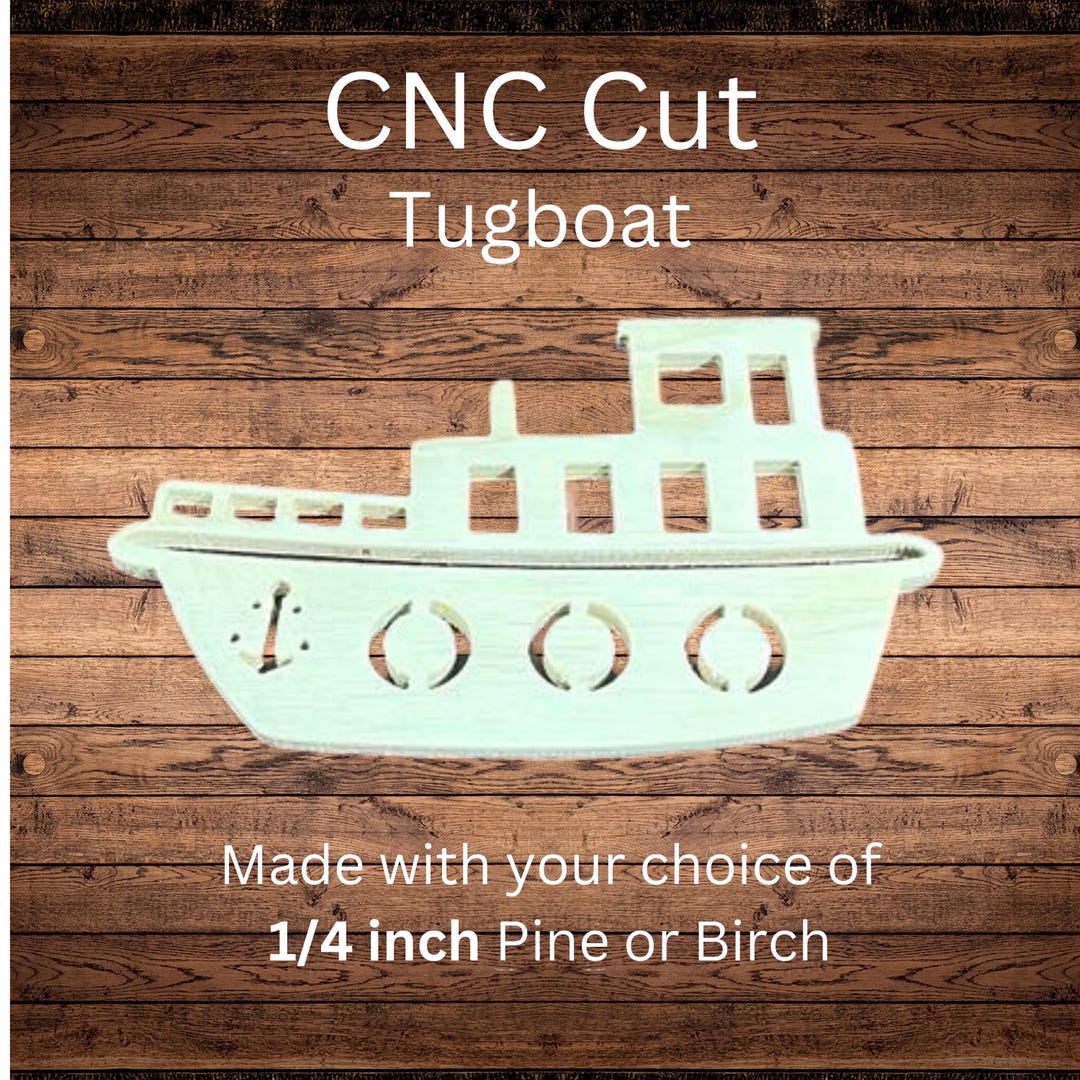 Unfinished Wooden Tugboat Cutout for DIY Craft Projects, Nautical ...